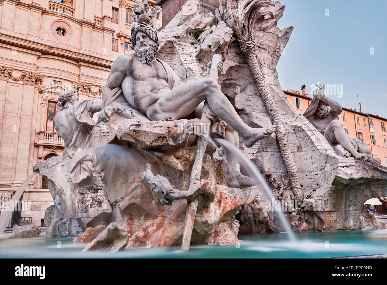 Rome, close up of Fountain of the Four Rivers by Gian Lorenzo Bernini ...