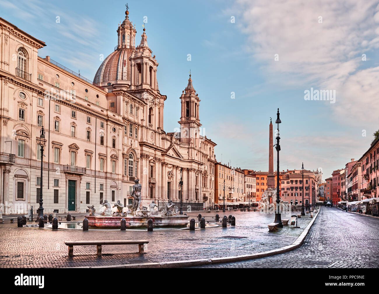 Rome, Piazza Navona (Navona Square) at dawn, Italy Stock Photo - Alamy