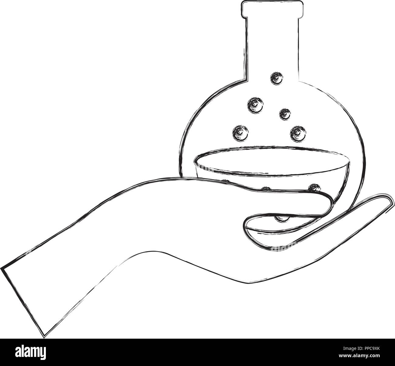 hand holding test tube potion vector illustration hand drawing Stock ...