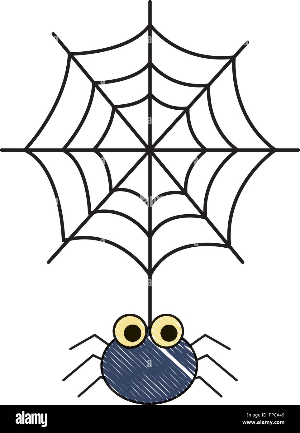 hanging cute cobweb spider halloween vector illustration Stock Vector ...