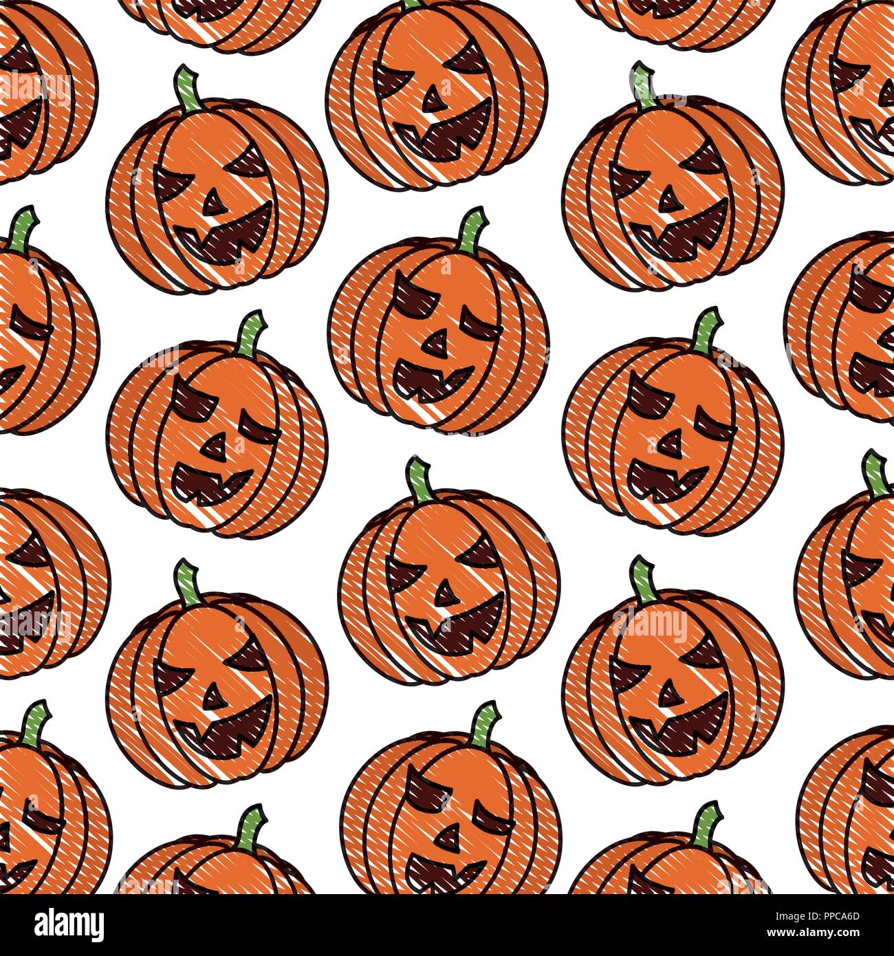 scary pumpkin halloween comic pattern vector illustration Stock Vector ...