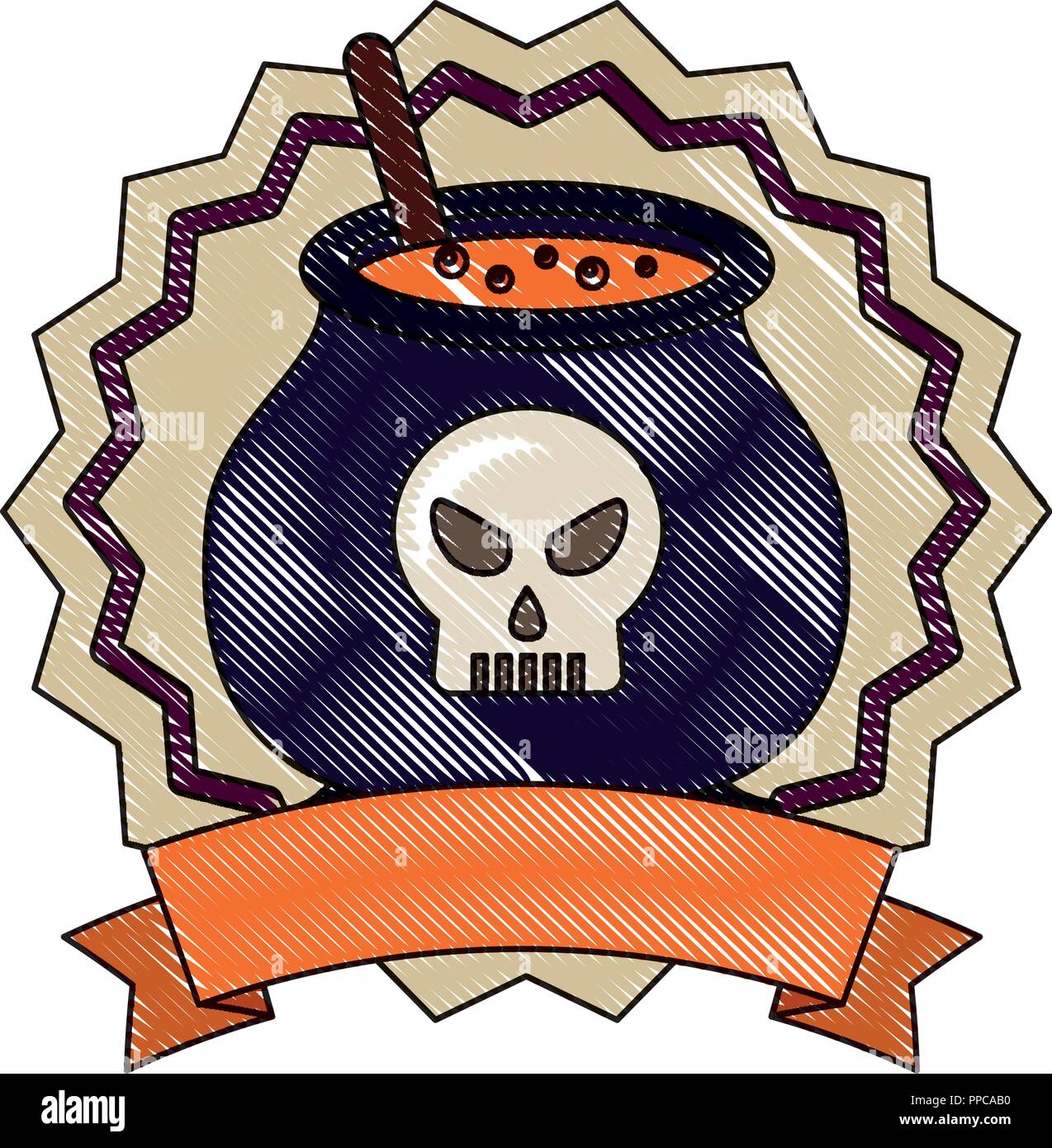 halloween cauldron potion magic emblem vector illustration Stock Vector ...