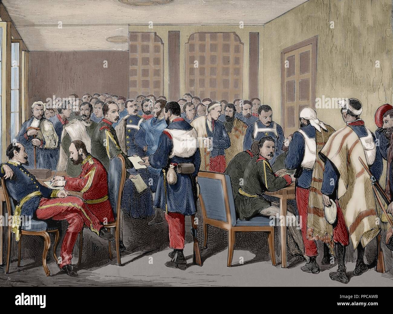 Second Carlist War (1872-1876). Distribution of passports to the ...