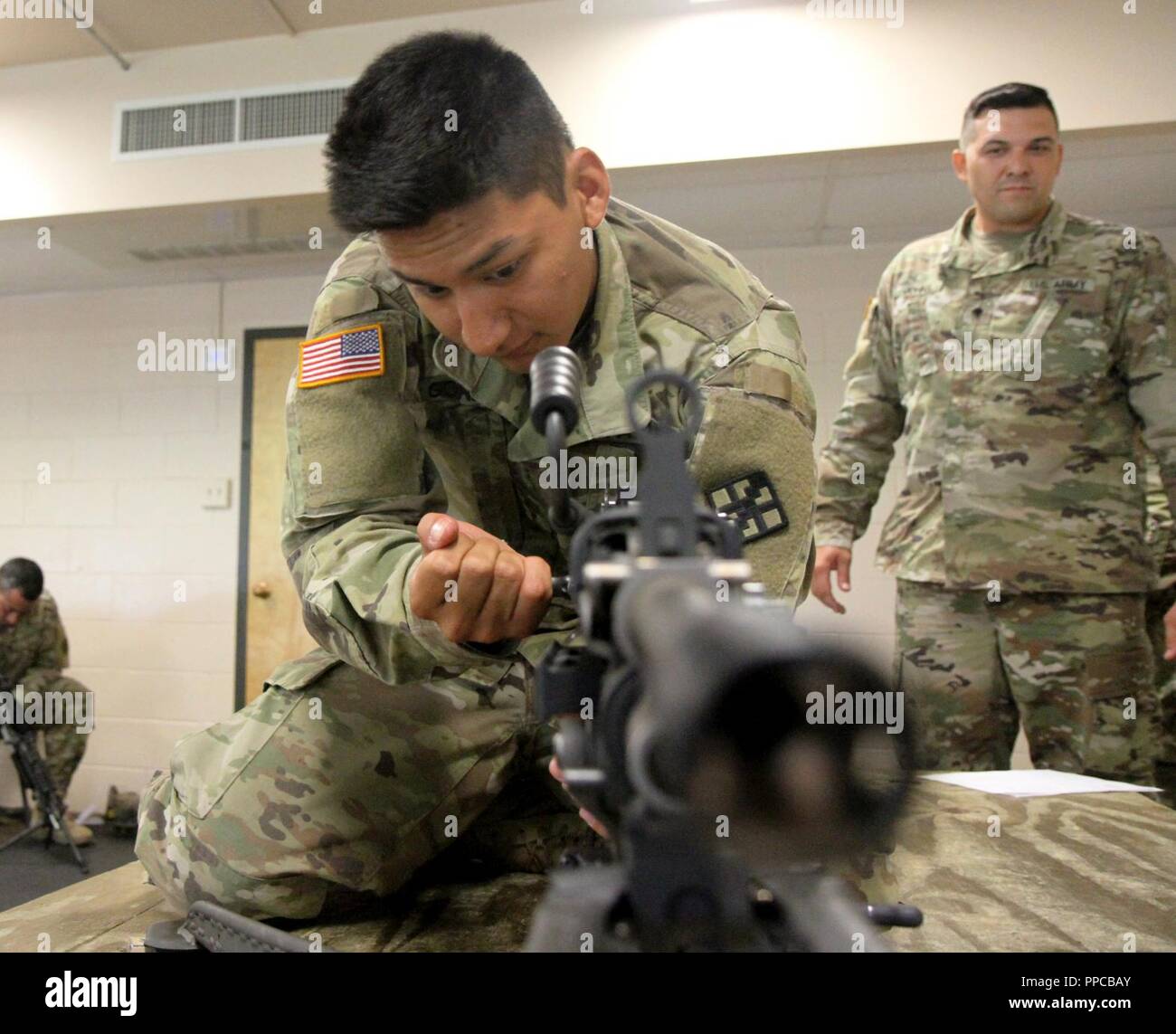 U.S. Army Reserve Pfc. Brian Gonzales, 668th Engineer Company, based in ...