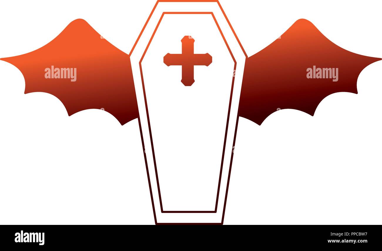 halloween coffin with bat wings isolated icon Stock Vector Image & Art ...