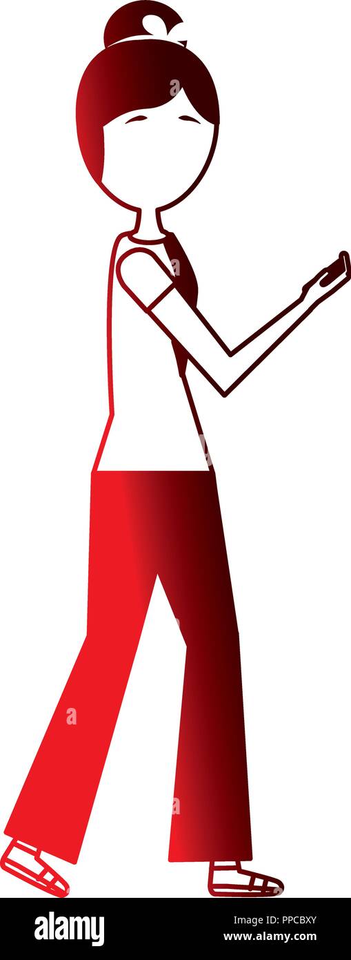 Woman walking using mobile phone Stock Vector Images - Alamy