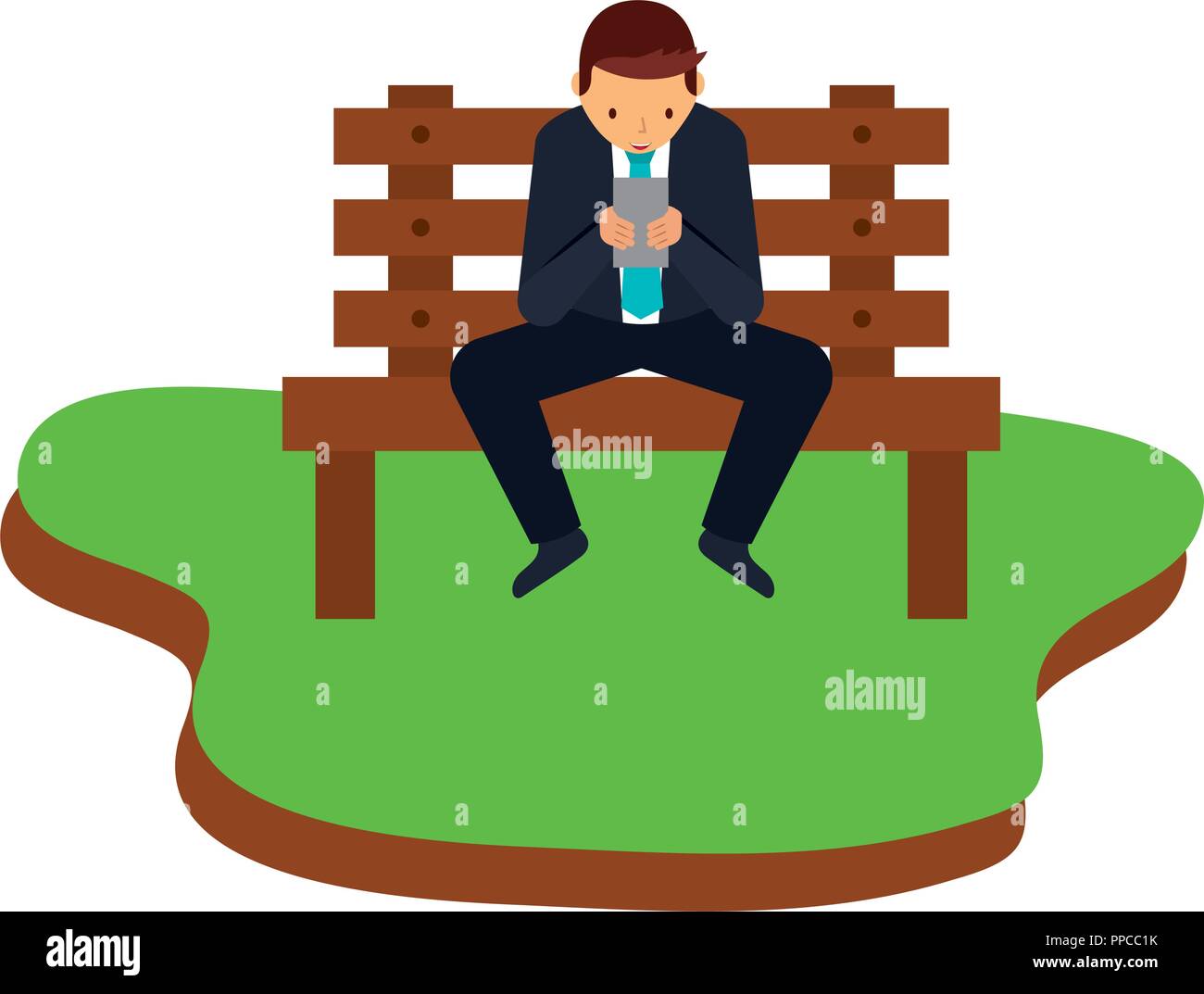 Happy businessman using cell phone Stock Vector Images - Alamy