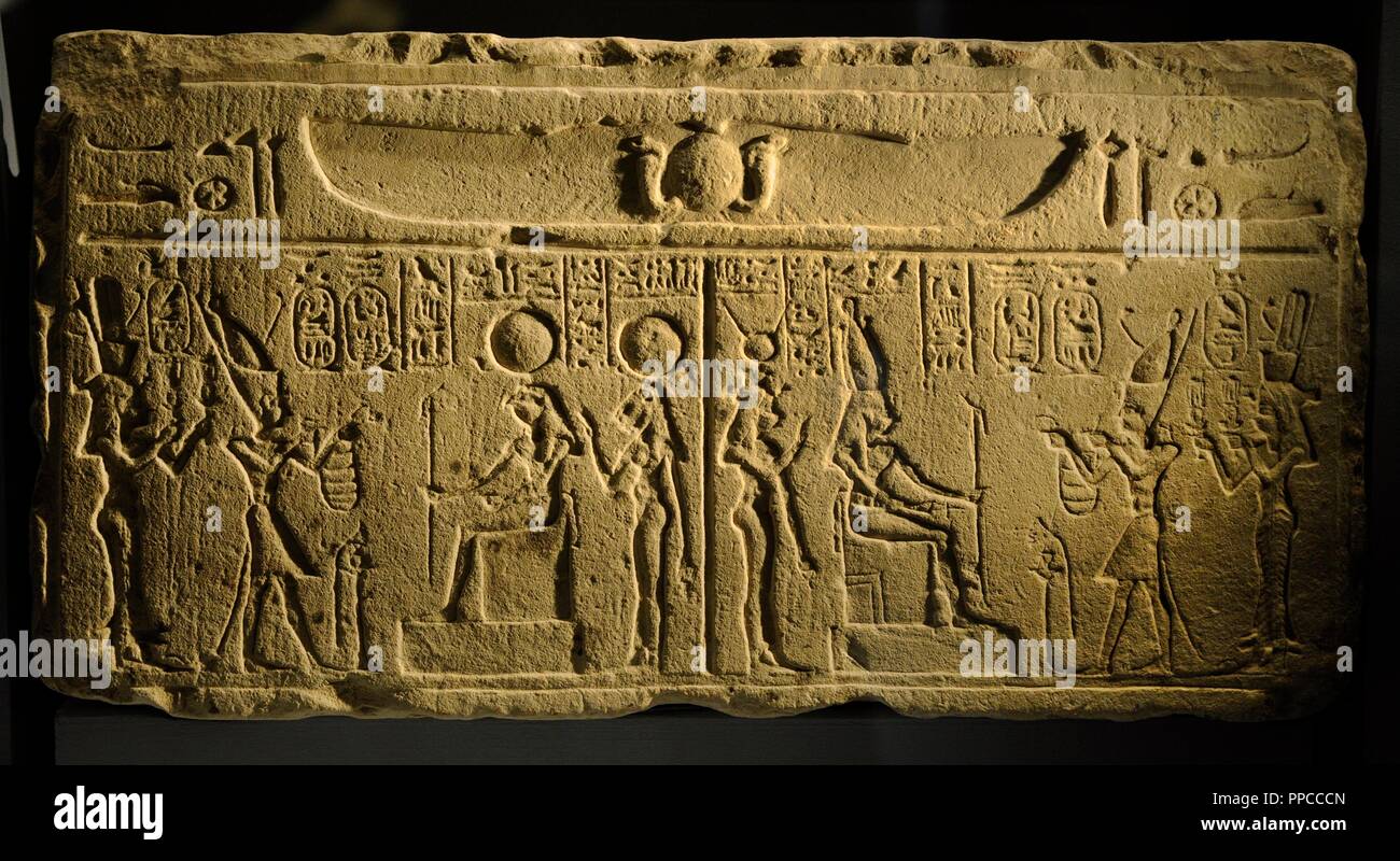 Two scenes depicting Ptolemy II and Arsinoe II giving offerings to the ...