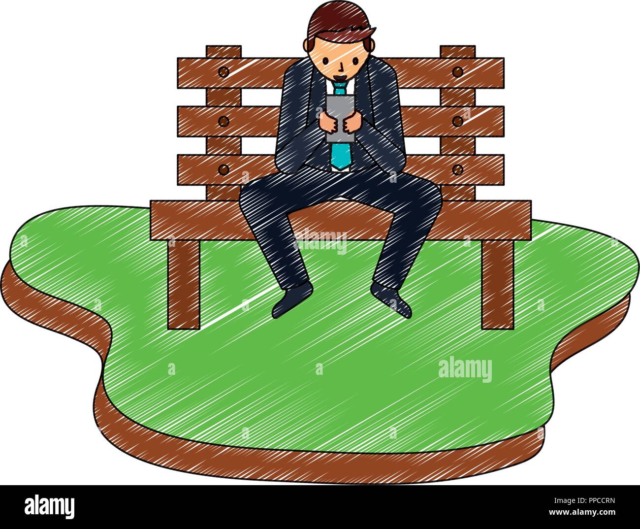 Adult businessman using digital Stock Vector Images - Alamy