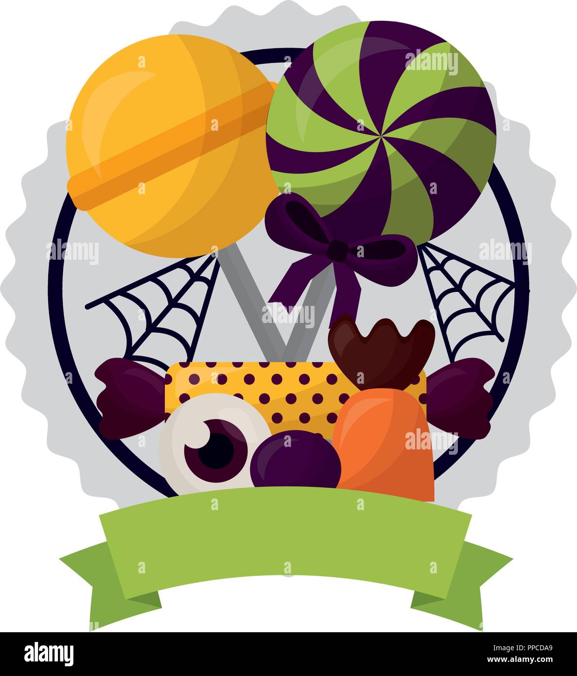 happy halloween circular frame with ribbon Stock Vector Image & Art - Alamy