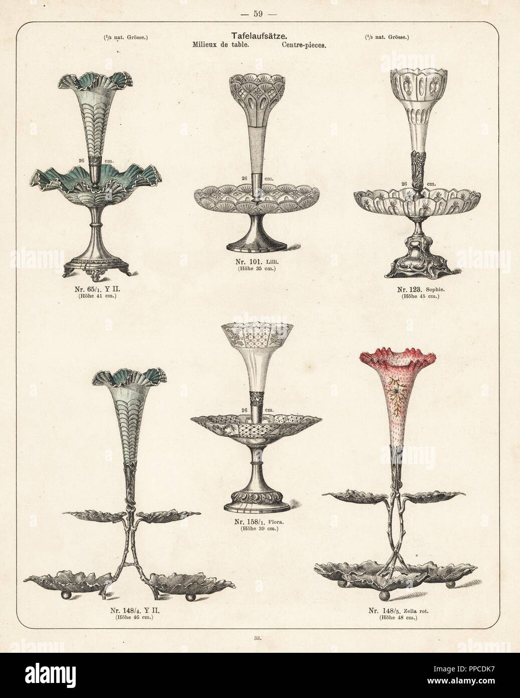 Metal centerpiece for the table. Lithograph from a catalog of metal ...