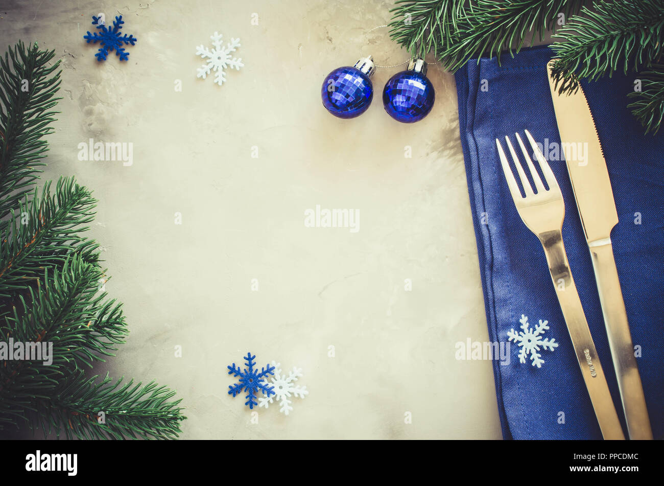 Background for writing the Christmas Menu. Winter Table Setting ...