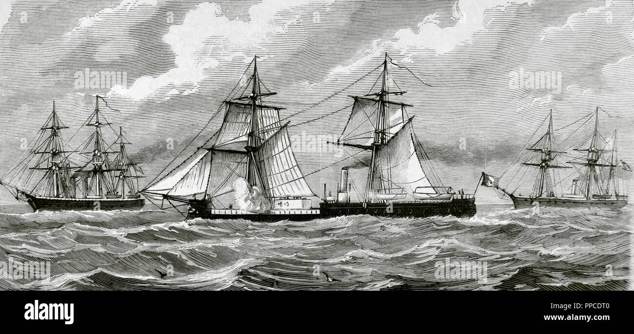 War of the Pacific (1879-1883). Western South america with Bolivia and ...