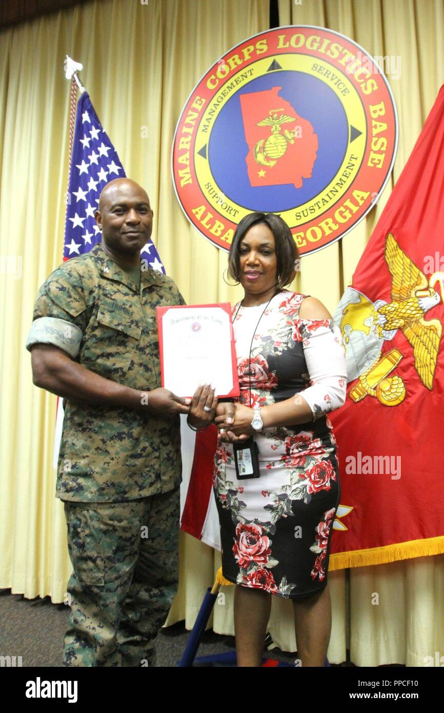 MCLB Albany Commanding Officer Col. Alphonso Trimble presented the ...