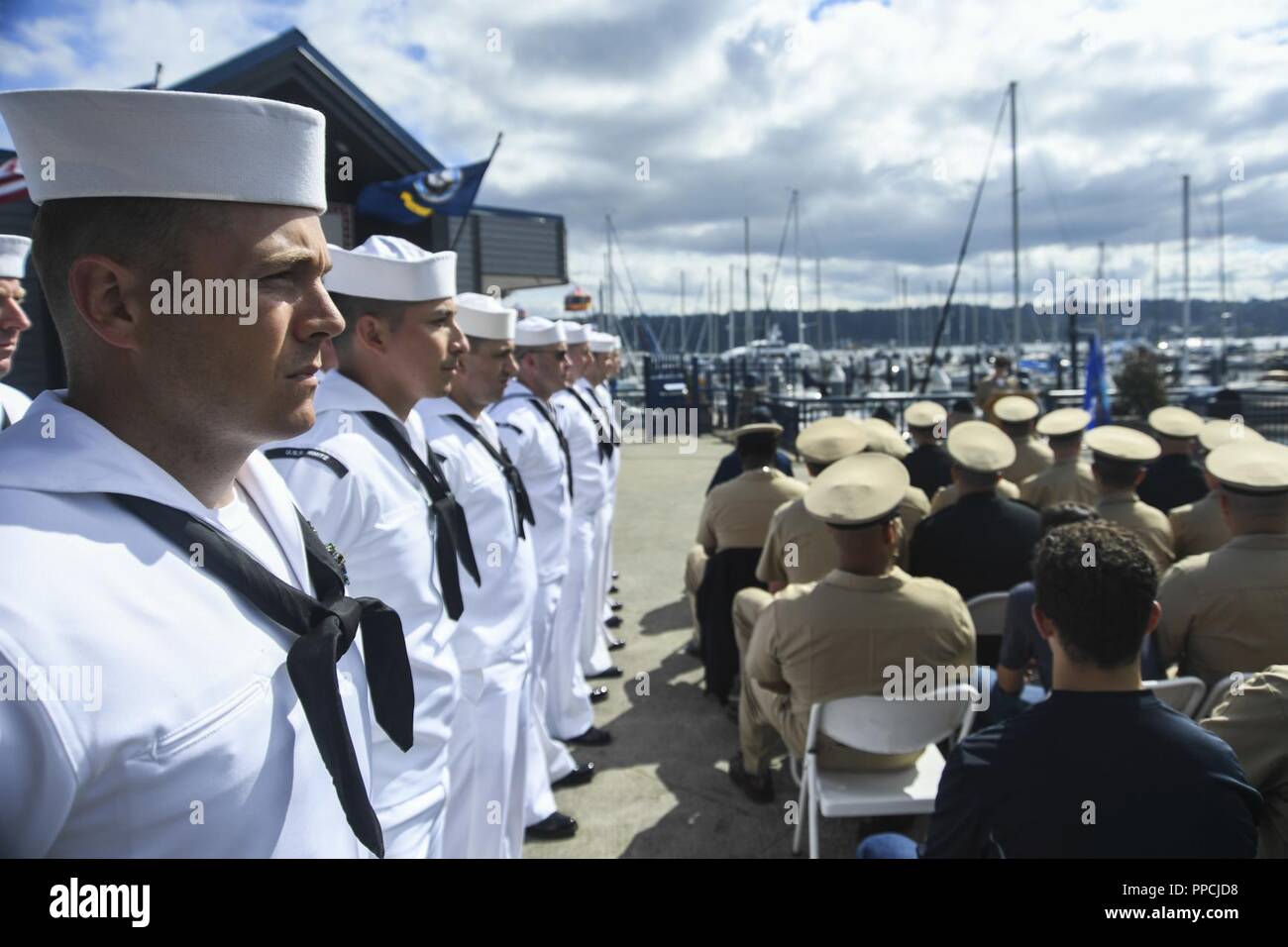 Wash. (Aug. 31, 2018) - Chief petty officer (CPO) selectees stand in ...