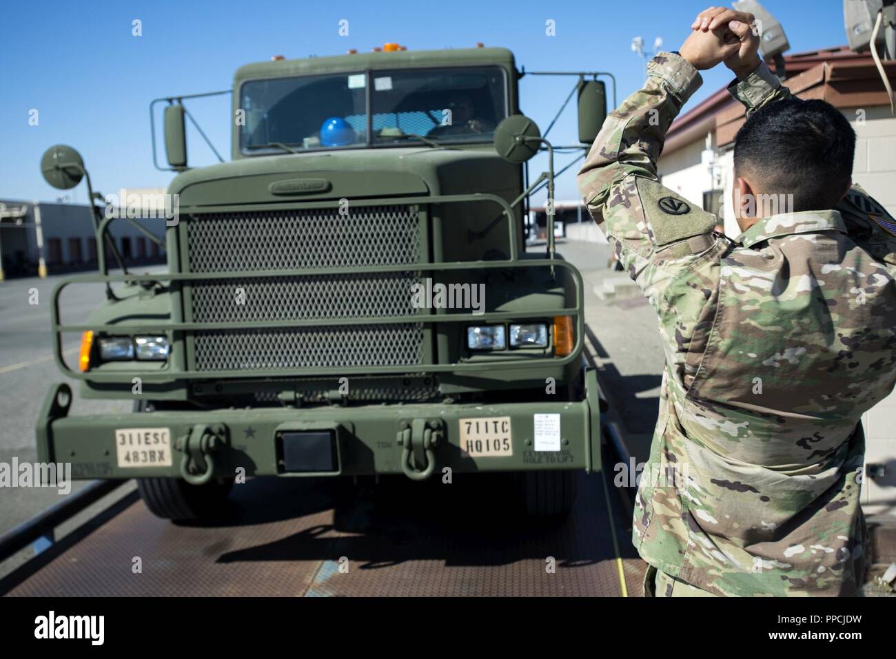 Army Sgt. Keoni Sablan, 639th Automated Cargo Detachment transportation ...