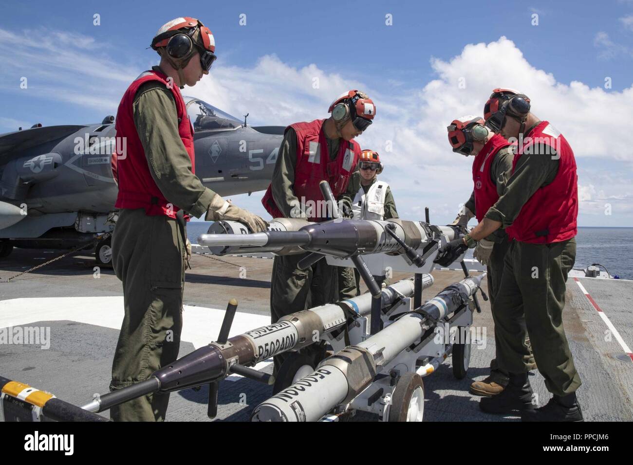 ATLANTIC OCEAN (Aug. 31, 2018) Marines load a Tactical Aircrew Combat ...
