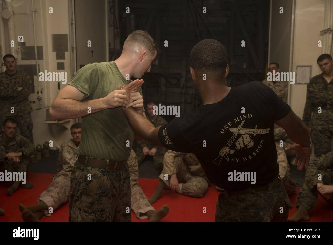 INDIAN OCEAN – U.S. Marine Cpl. Steven Williams and Staff Sgt. Dantrell ...