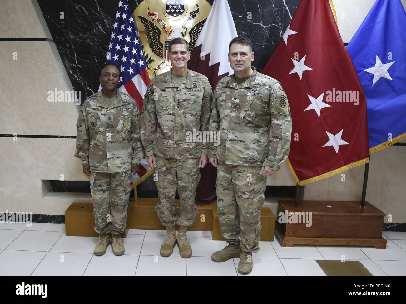 U.S. Army Gen. Joseph Votel, U.S. Central Command commander, center ...