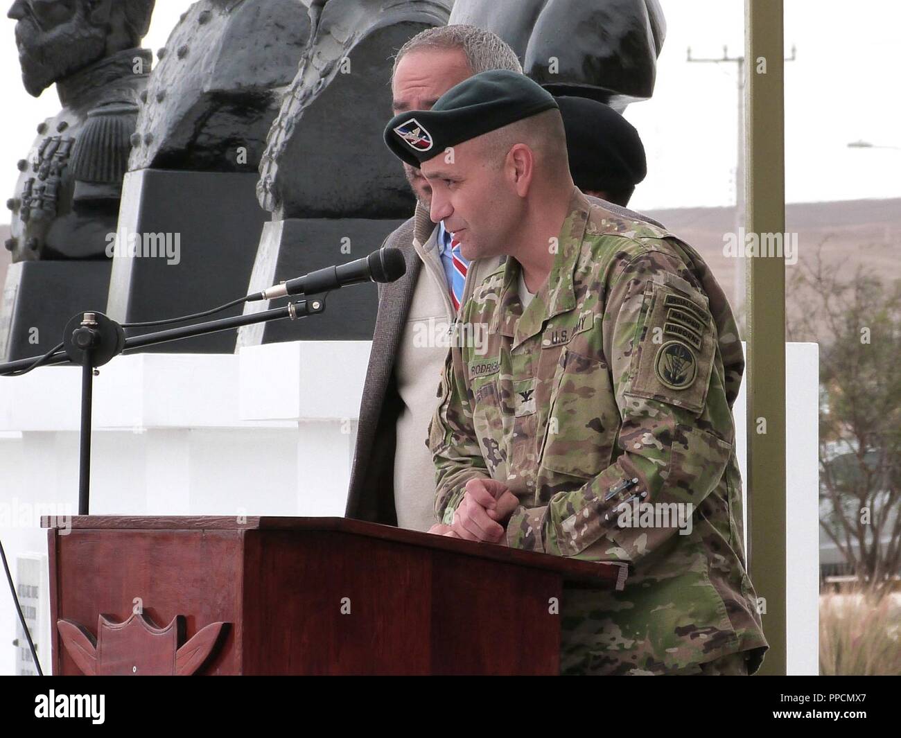 U.S. Army Col. Rafael Rodriguez, speaks to attendees during the closing ...