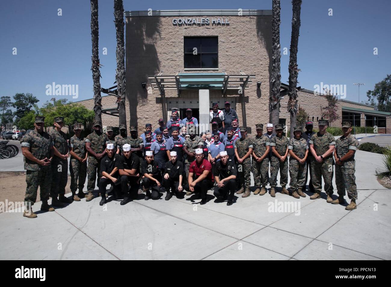 Marines and Sodexo employees with the Gonzales dining facility at ...