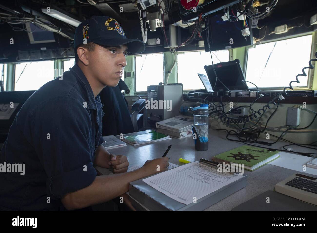 ATLANTIC OCEAN (Aug. 29, 2018) Quartermaster Seaman Steven Gomez writes ...