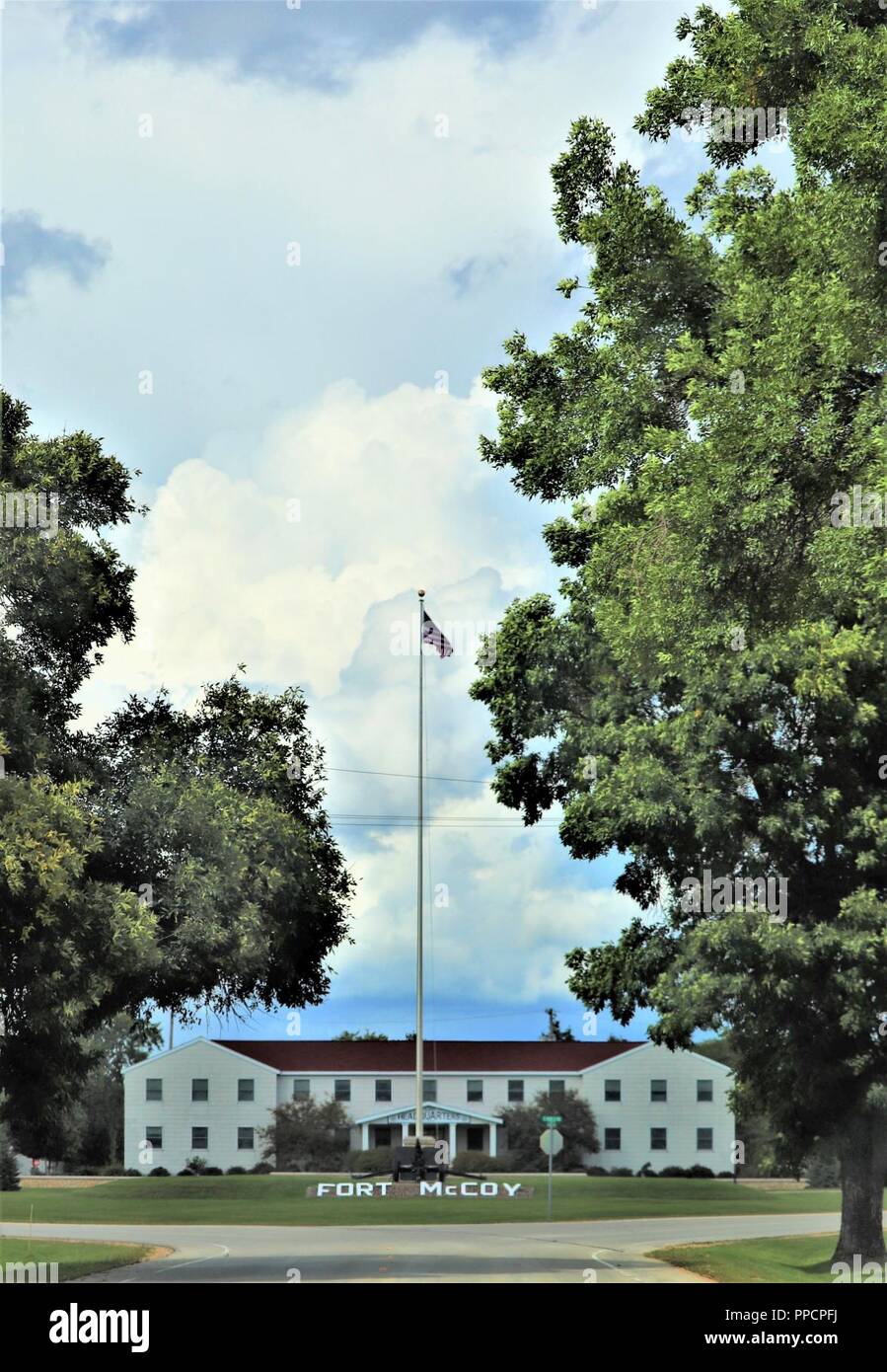 Storm clouds are shown behind the Garrison Headquarters and the United ...