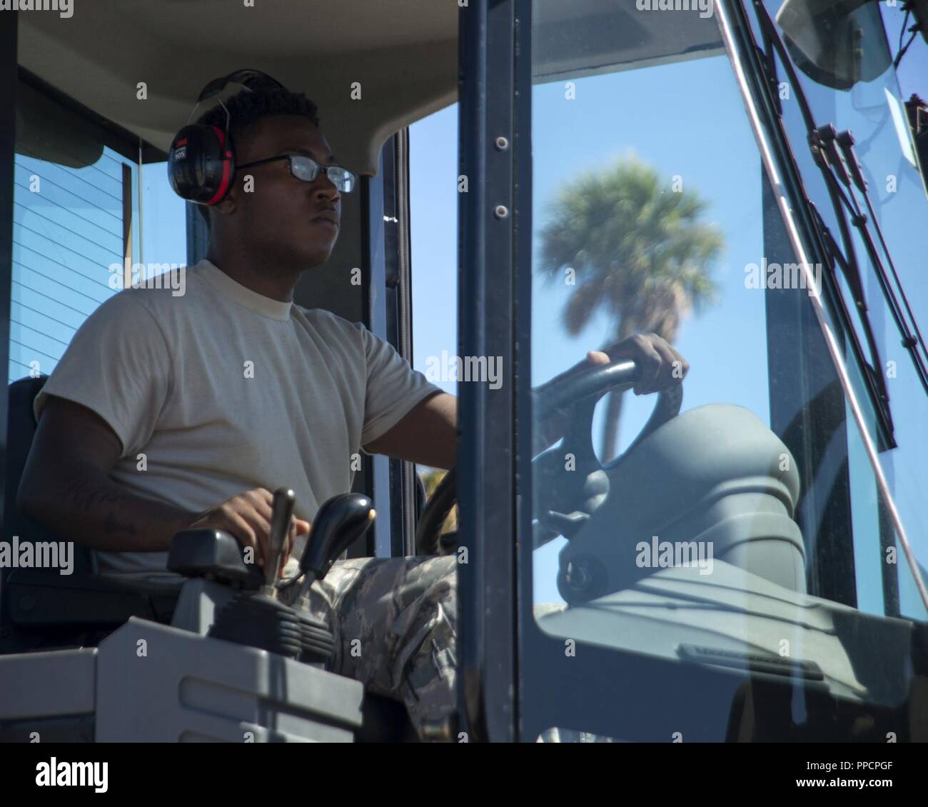 Airman 1st Class Randall Glover, vehicle operator assigned to the 6th ...