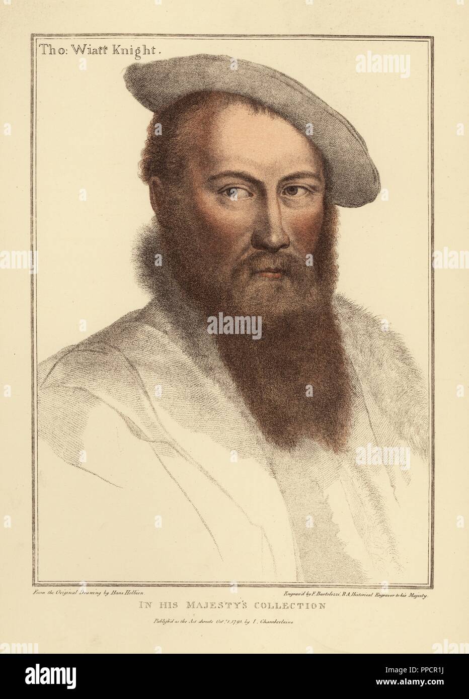 Sir Thomas Wyatt, English ambassador and poet (1503-1542). Handcoloured ...