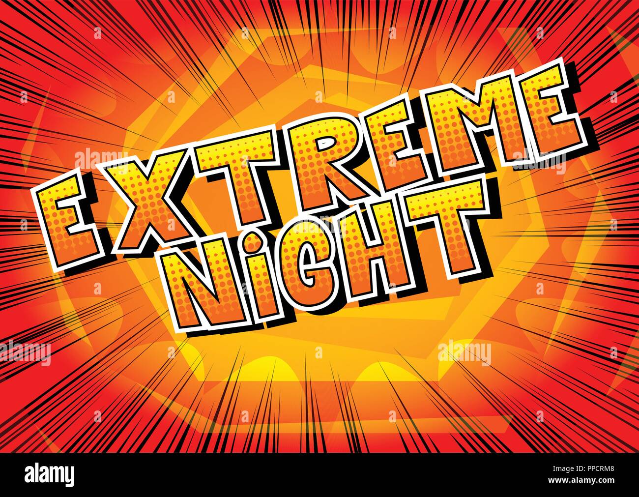 Extreme Night - Comic book style word on abstract background Stock ...