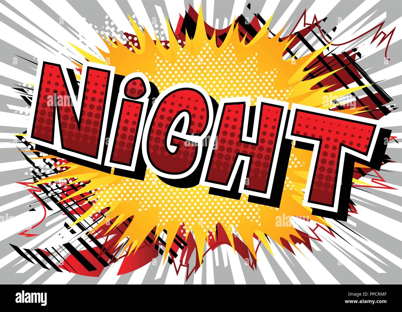 Night - Comic book style word on abstract background Stock Vector Image ...