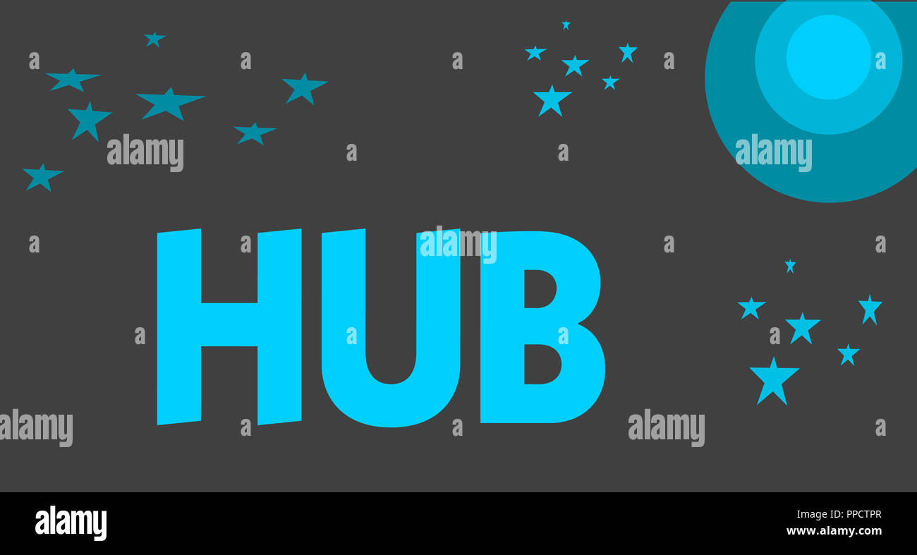 Handwriting text writing Hub. Concept meaning The effective center of ...