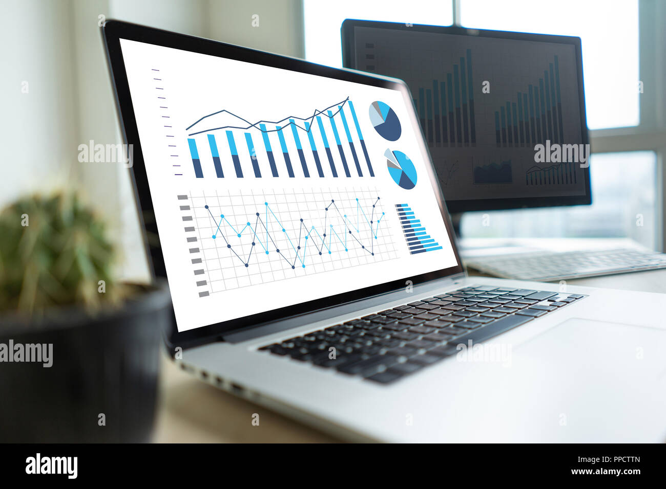 business man work chart schedule or planning financial report data ...