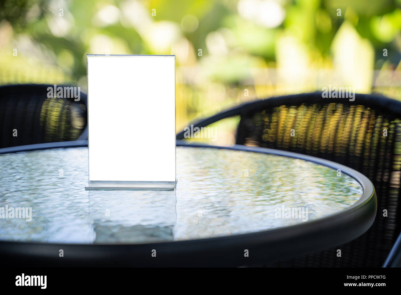 Stand Mock up Menu frame tent card blurred background design key visual ...