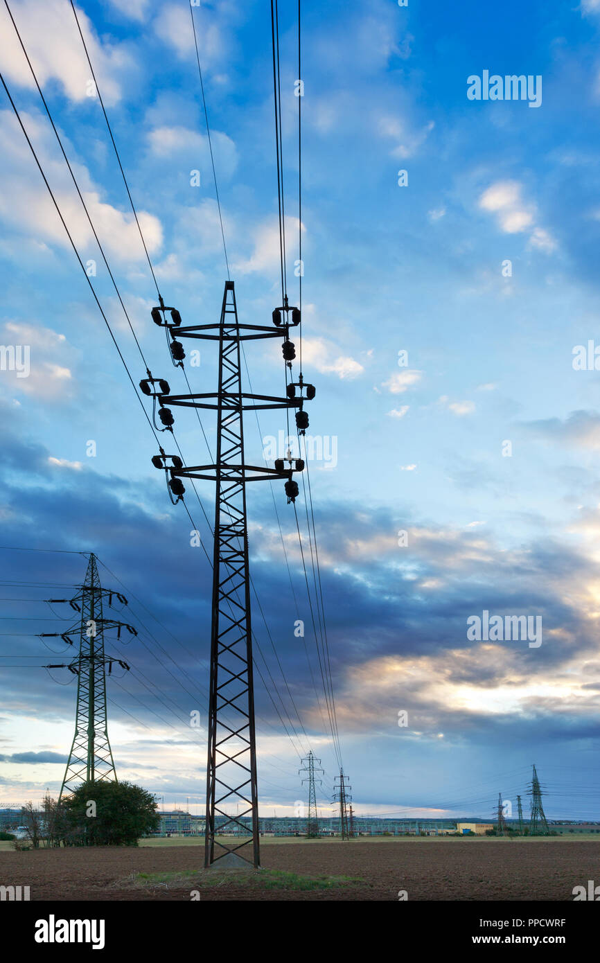 Poles electrical post cables energy electricity wires power silhouette ...