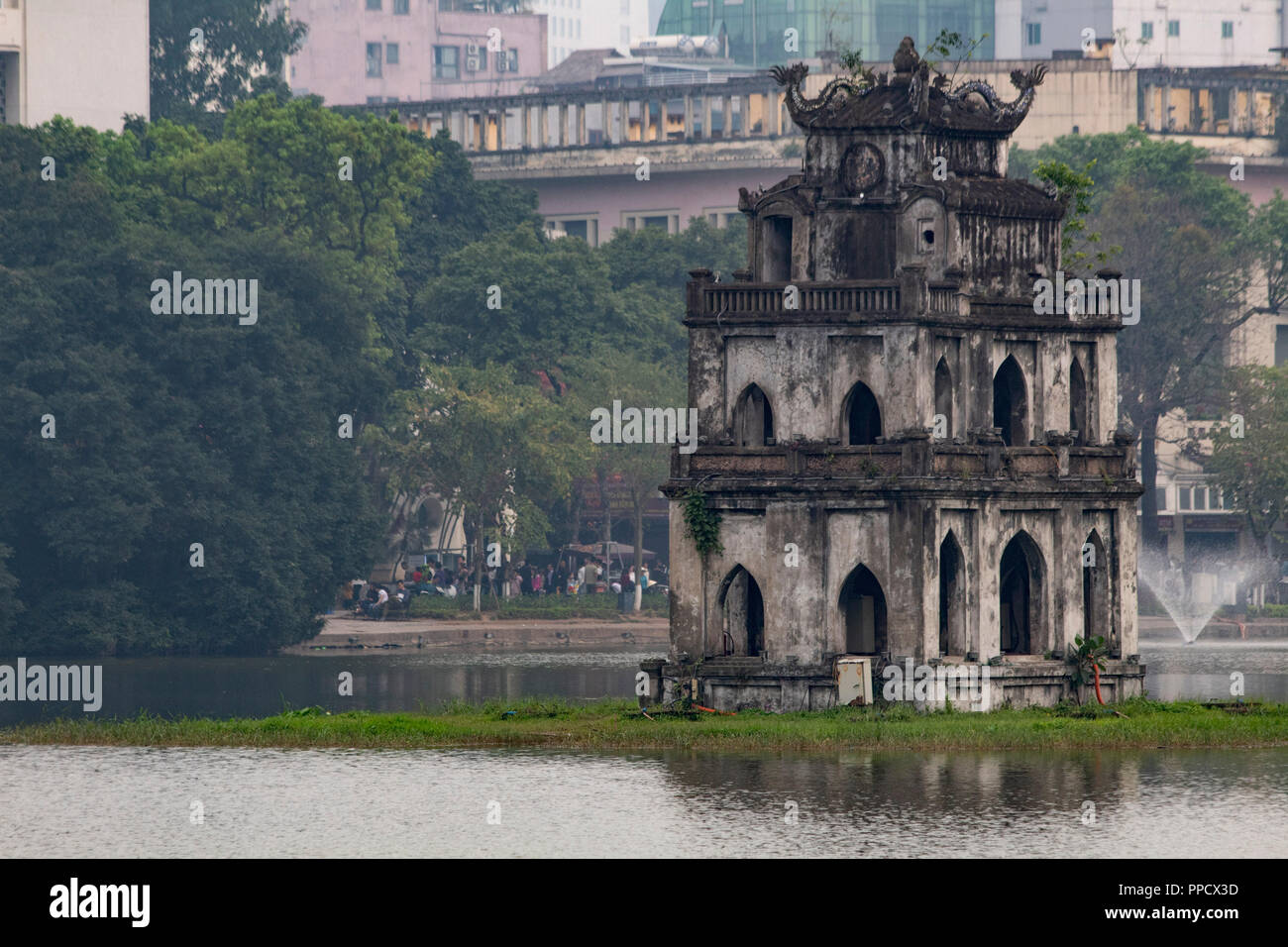 Turtle temple at Sword Lake Stock Photo - Alamy