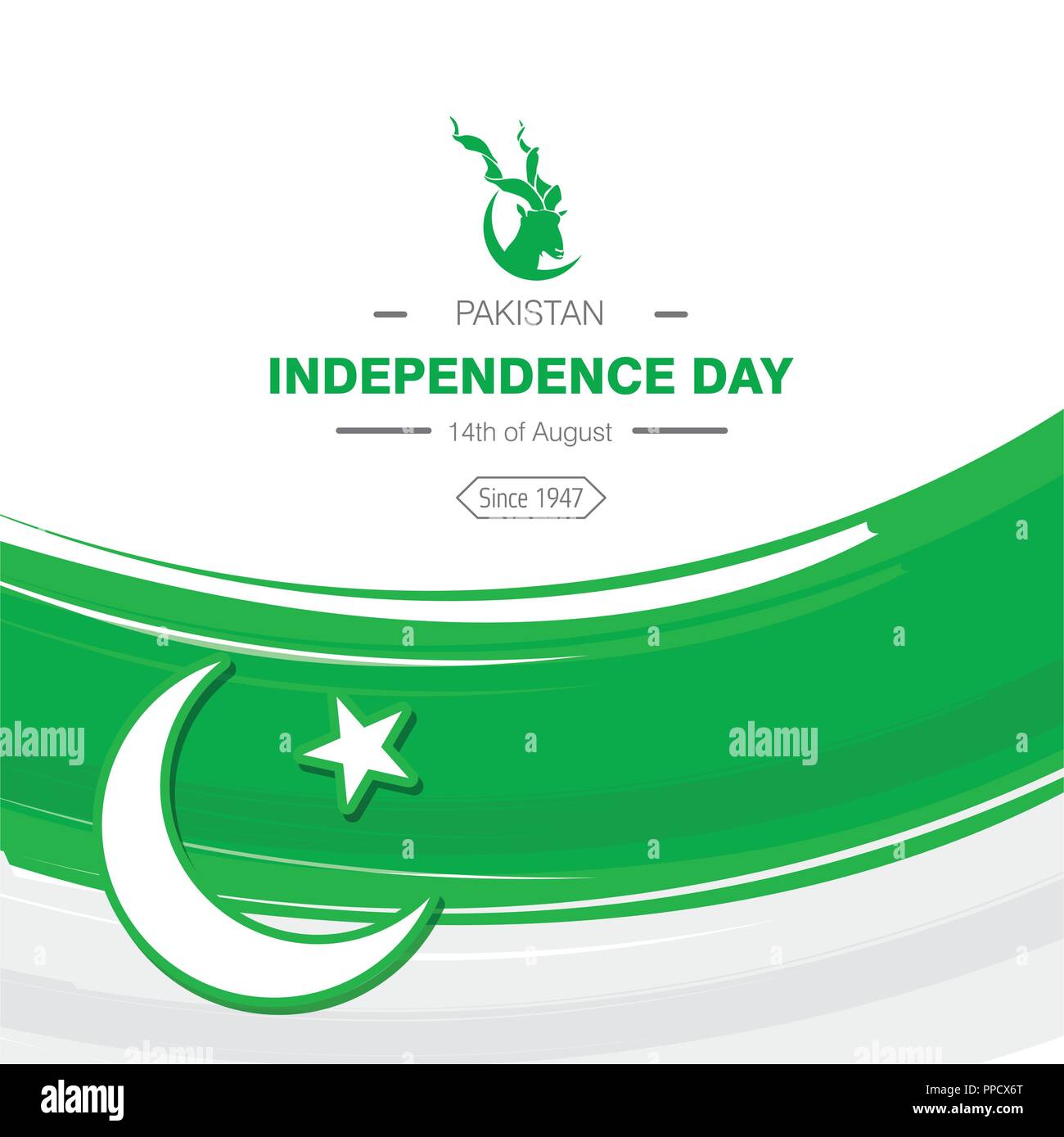 Paksitan Independence day card with green background vector Stock ...