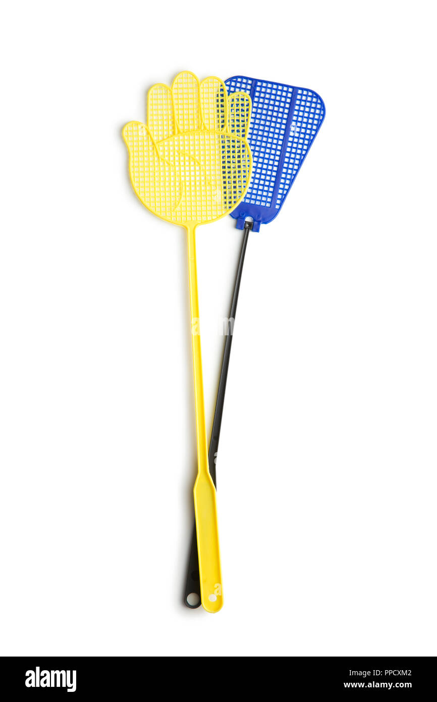 The plastic flyswatter isolated on white background Stock Photo - Alamy
