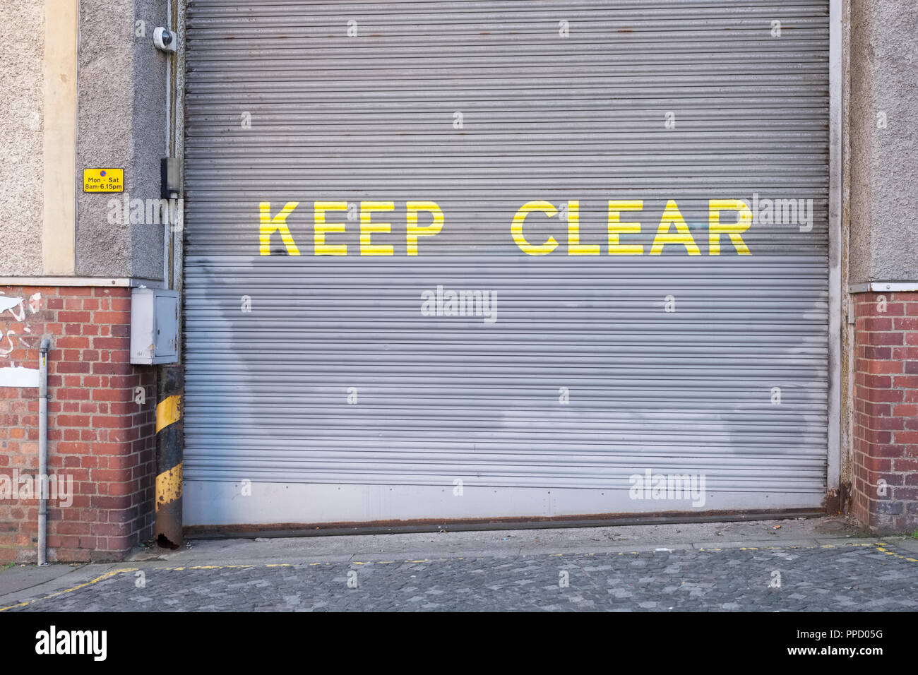 Roller shutter door sign hi-res stock photography and images - Alamy