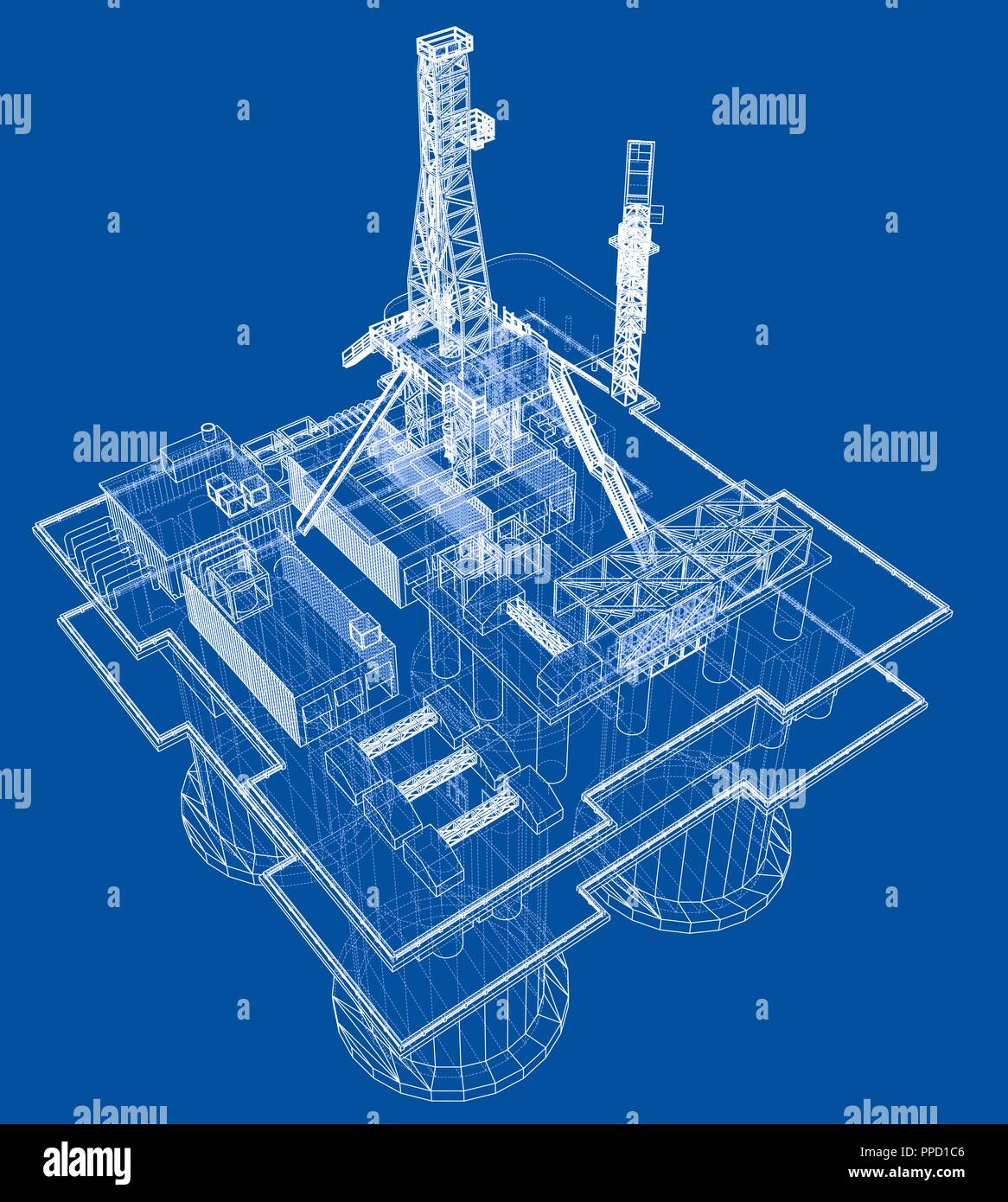 Offshore oil rig 3d Stock Vector Images - Alamy