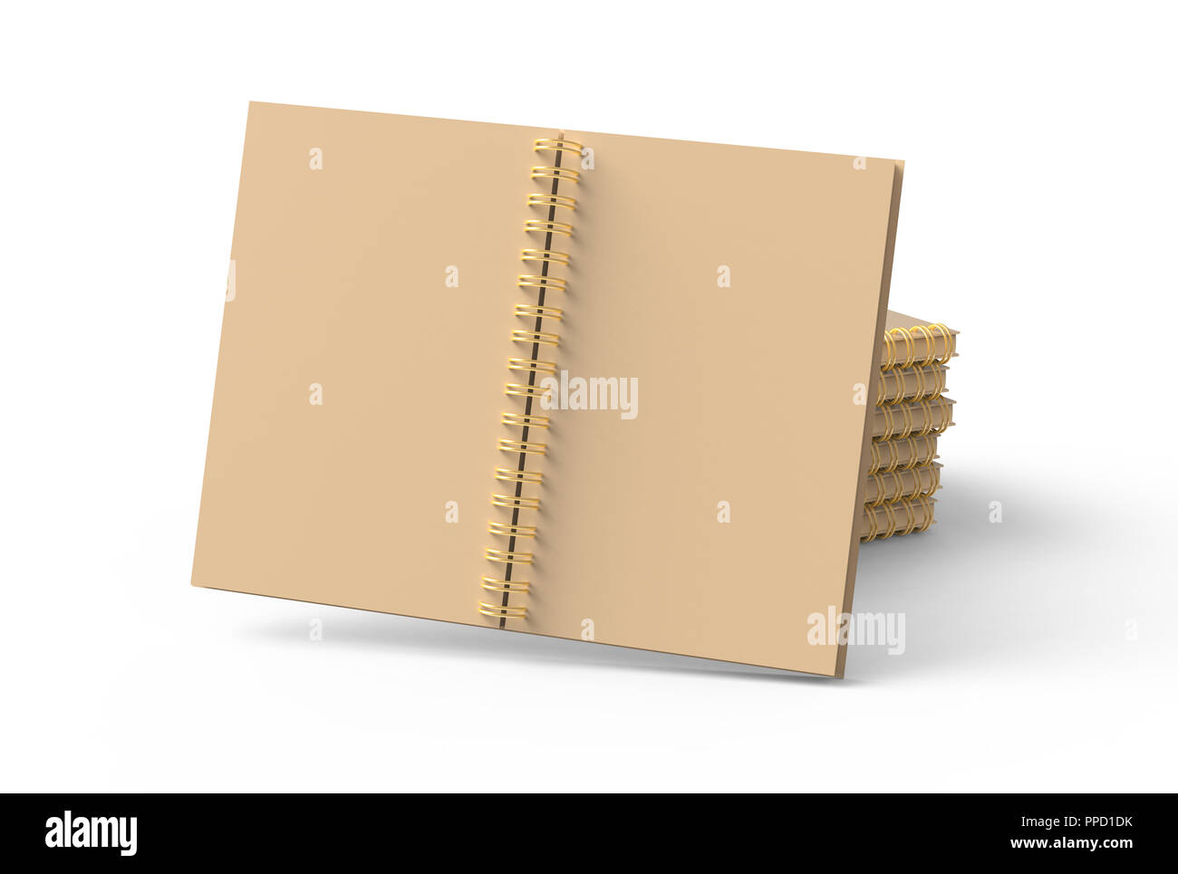 Pile of kraft paper notebooks mockup in 3d rendering, white background ...