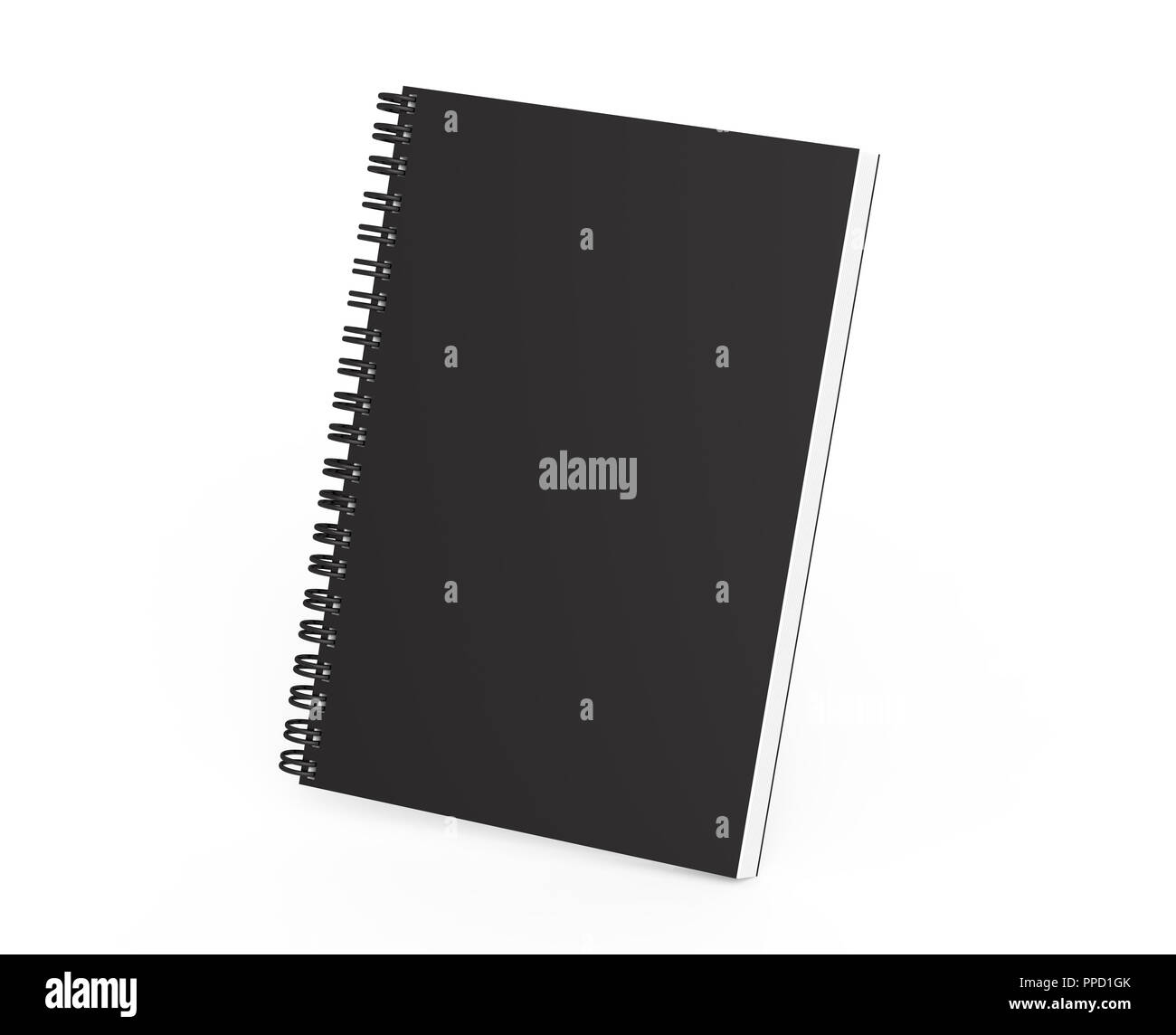 Black hard cover notebook on white background in 3d rendering Stock ...