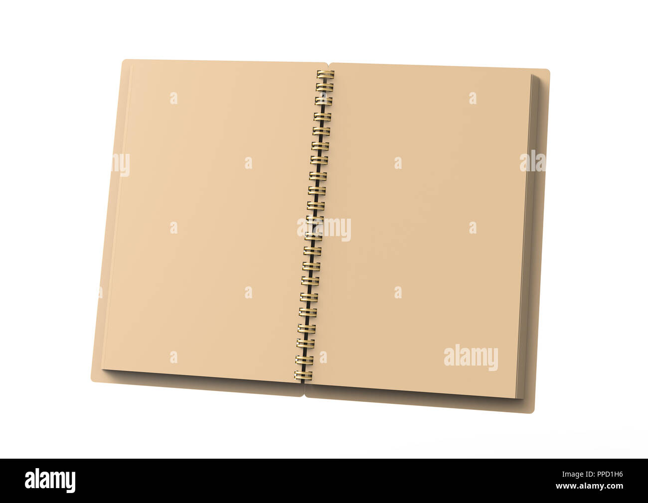 Kraft paper open notebook mockup in 3d rendering, brown background ...