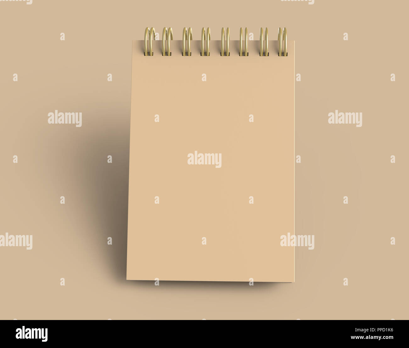 Kraft paper notebook mockup in 3d rendering, brown background Stock ...