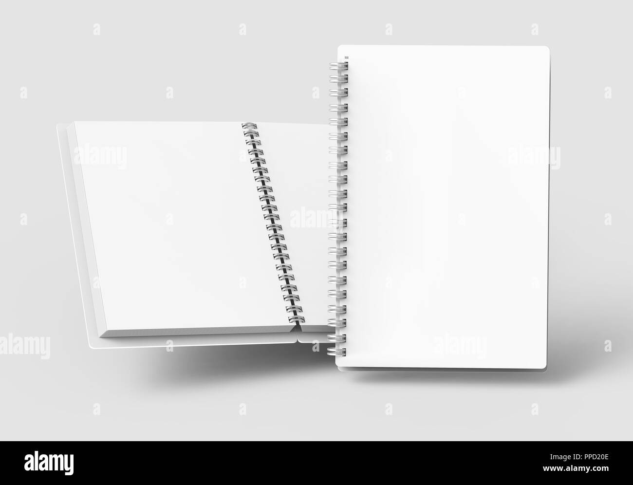 Blank notebooks on light grey background in 3d rendering, floating book ...