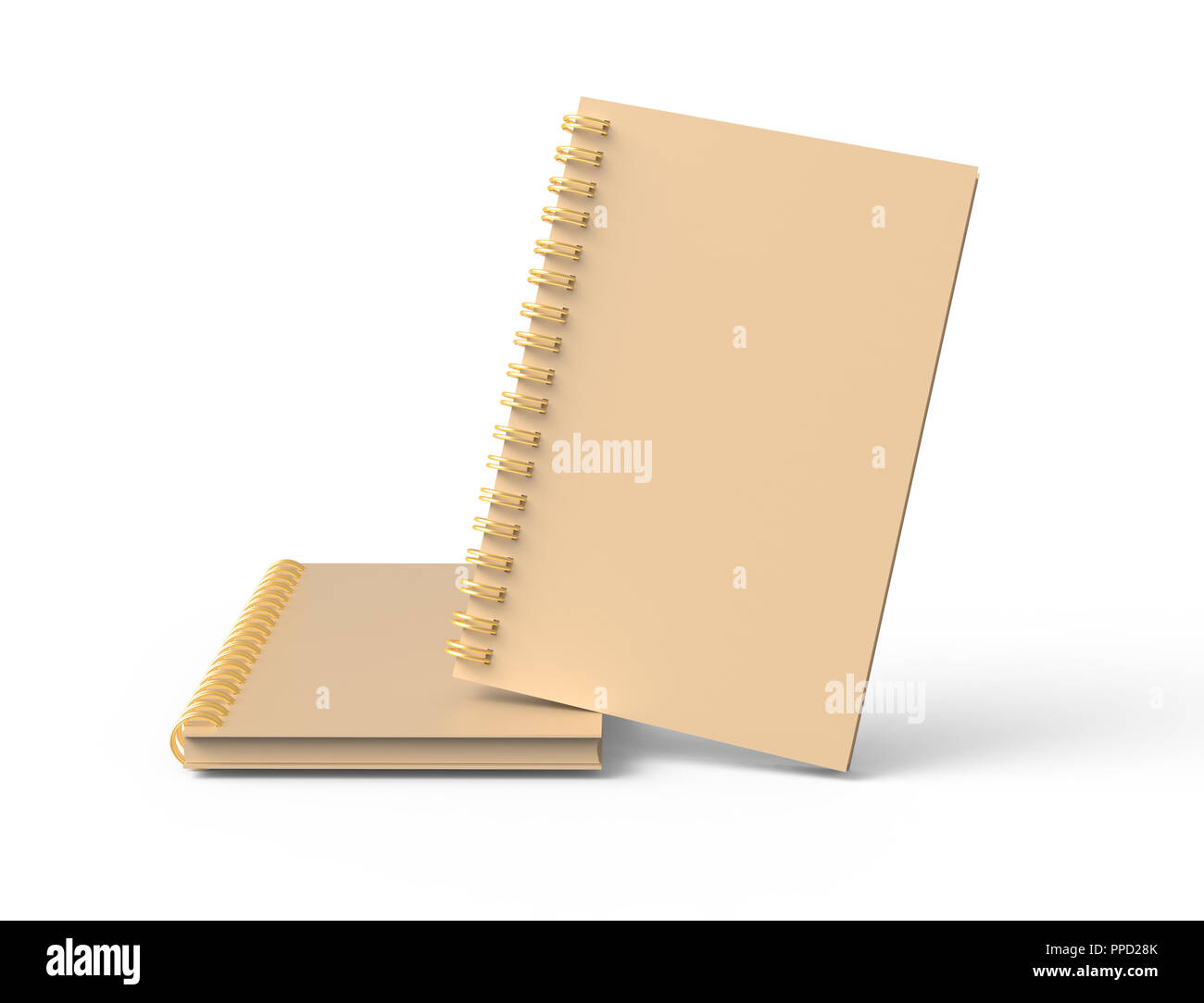 Blank kraft paper notebooks, 3d rendering books mockup on white ...