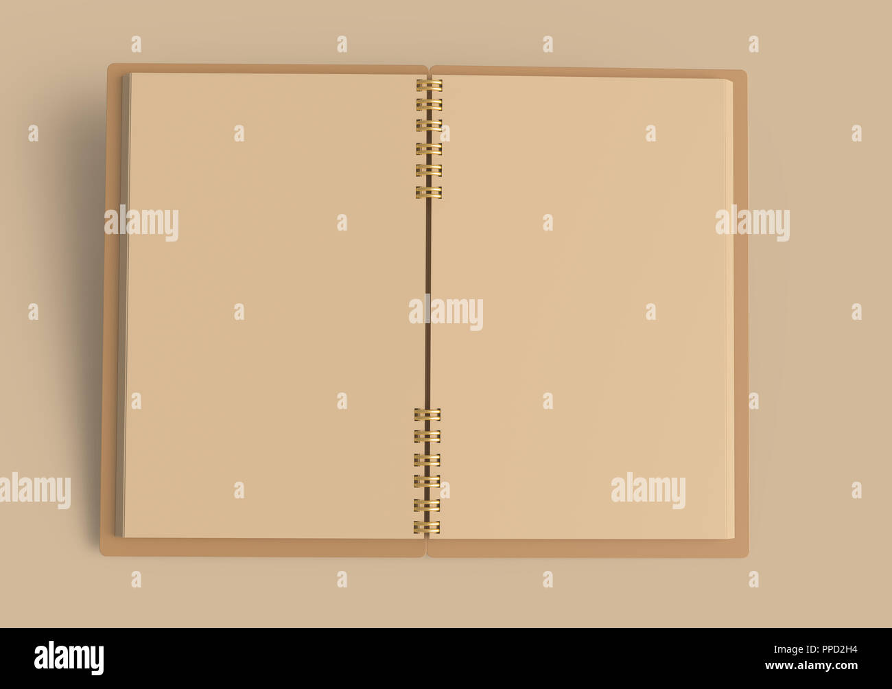 Open kraft paper notebook mockup, blank stationery template design in ...