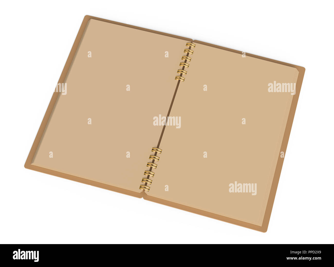 Kraft paper open notebook mockup in 3d rendering, brown background ...