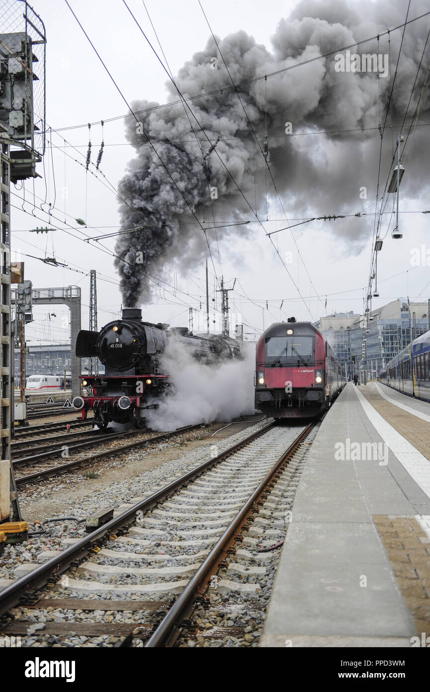 The steam train "Karwendel-Express" with a historic locomotive (No ...