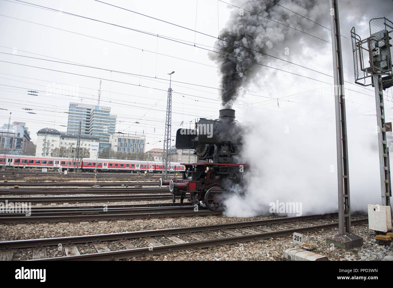 The steam train "Karwendel-Express" with a historic locomotive (No ...